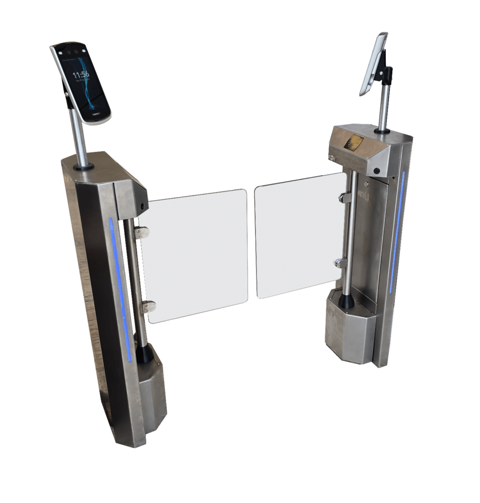 Catraca Pivotante Flow V9 INOX Pedestal Facial, RFID e Qr-code 1 Lateral